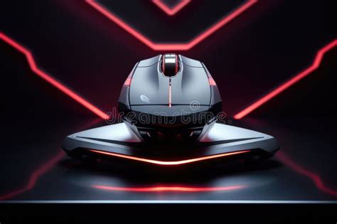 Gaming Mouse On Black Surface With Red Lighting Input Device