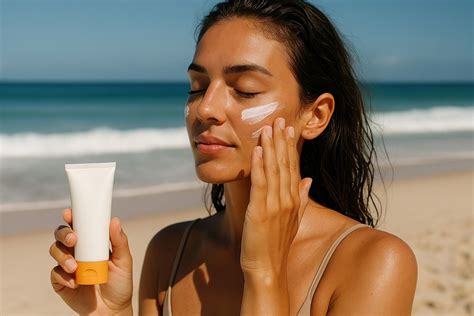 Woman Applying Sunscreen Beach Free Photo Rawpixel