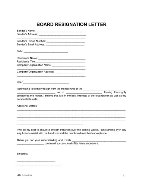 Board Resignation Letter Template Free Pdf Download