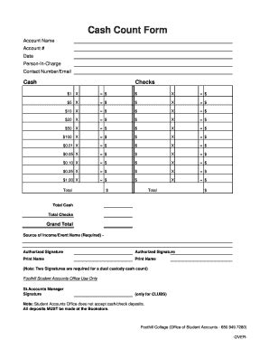 Cash Register Count Sheet Template Cash Drawer Count Sheet Fill
