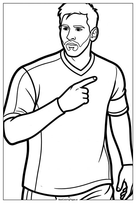 Messi Menunjuk Dengan Jarinya Halaman Mewarnai Gratis Cetak