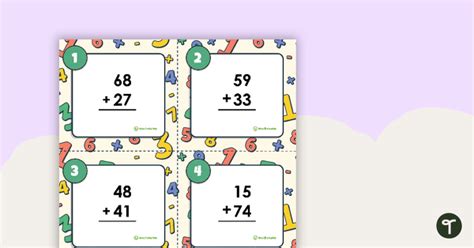 Adding 2 Digit Numbers Task Cards Teach Starter