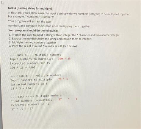 Solved Task Parsing String For Multiply In This Task Chegg Com