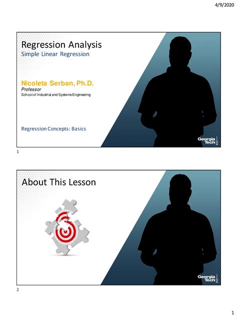 01 Simple Linear Regression L1 V011420 Regression Analysis Simple