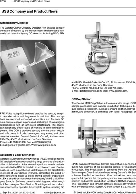 Company And Product News J Sep Science 16 2005 2005 Journal Of Separation Science Wiley
