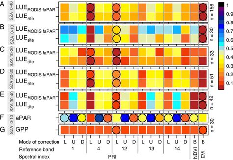 A E Correlation Between Ground Based Light Use Efficiency Estimates Download Scientific