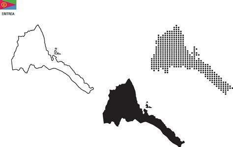 Stylized Eritrea Map Variations Minimal Outline Dotted Grid Solid Shadow Designs 55314902