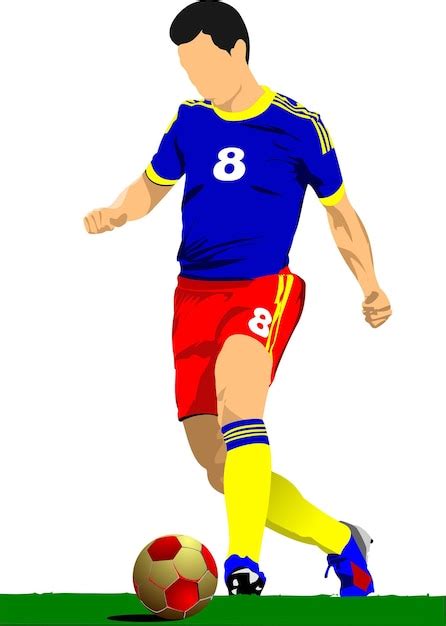축구 선수 포스터 축구 선수 벡터 일러스트 레이 션 프리미엄 벡터