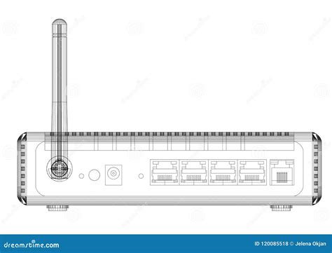 Router Architect Blueprint Isolated Stock Illustration Illustration Of Connection Link