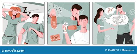 Men Problem Compositions Set Stock Vector Illustration Of Exhausted Disturb 196392711