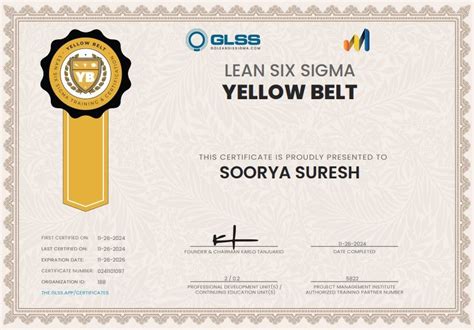 I Am Pleased To Share That I Have Earned My Lean Six Sigma Yellow Belt Certification This