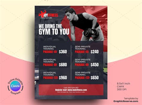 Fitness Gym Center Marketing Material Bundle Canva Template