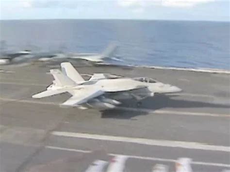 Landing An F18 Hornet On The Aircraft Ca Stock Video Pond5