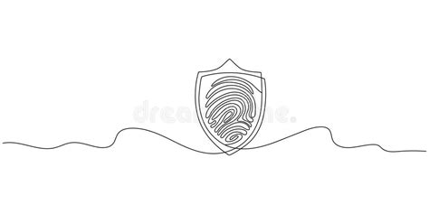 Fingerprint Security Sign Line Icon Continuous Single Line With Curl Fingerprint Access Sign