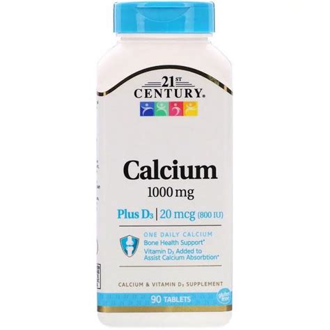 Кальций + Д, Calcium 1000 + D3, 21st Century, 90 таблеток - купить ...