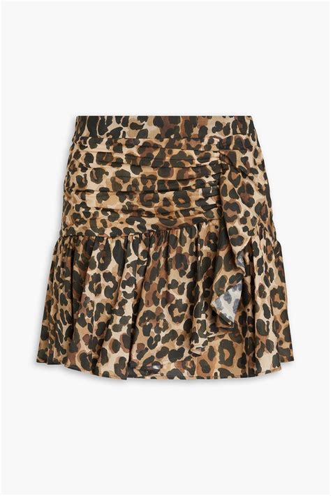 CLAUDIE PIERLOT 루쉬 장식 레오파드 프린트 코튼 모슬린 미니 스커트 최대 세일 THE OUTNET