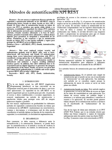 Metodos De Autenticación Para Api Rest Pdf