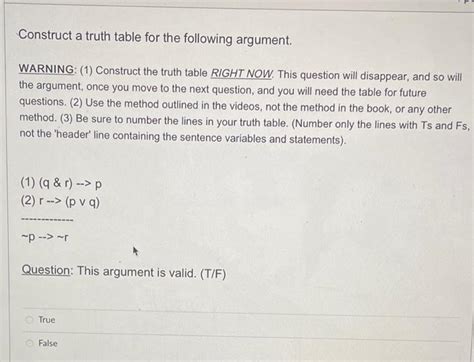 Construct A Truth Table For The Following Argument