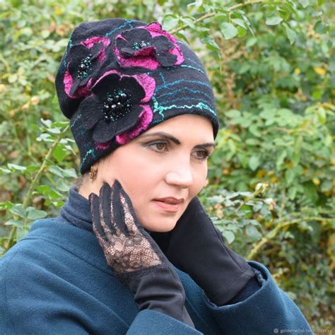 Шапочка валяная из натуральной шерсти Виола в интернет магазине на