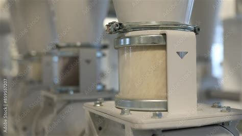 Modern Flour Mill Manufacture Of Flour And Cereals Close Up Of Wheat
