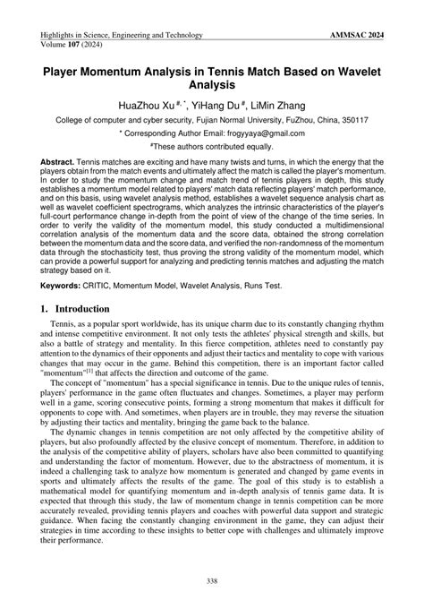 Pdf Player Momentum Analysis In Tennis Match Based On Wavelet Analysis