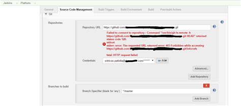Github Git Repository Gives 403 Error While Connecting From Jenkins