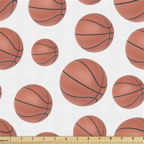 Ambesonne Basketball Fabric By The Yard Upholstery Realistic Style