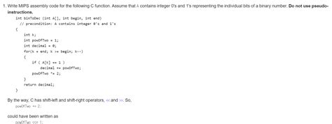 Solved 1 Write Mips Assembly Code For The Following C
