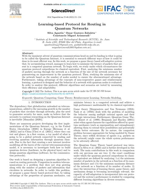 pdf learning based protocol for routing in quantum networks