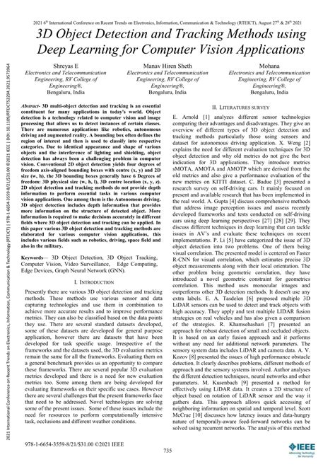 PDF D Object Detection And Tracking Methods Using Deep Learning For Computer Vision Applications