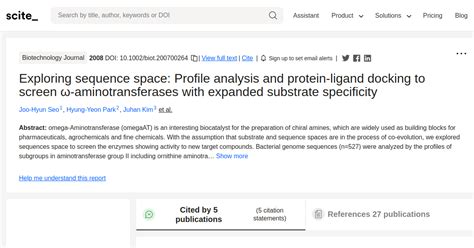 Citation Report Exploring Sequence Space Profile Analysis And Protein‐ligand Docking To