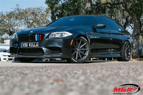 Carbon Fiber Lip And Vossen Rims On Black Bmw M5 Bmw Vossen Bmw M5