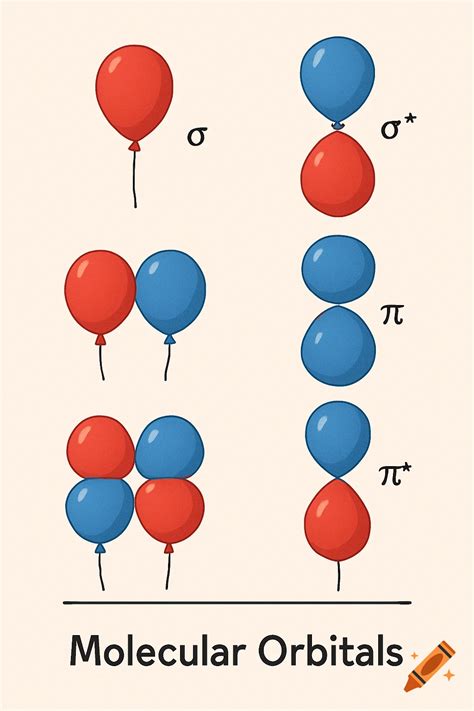 Diagram Showing Molecular Orbitals Sigma And Pi Represented By Red