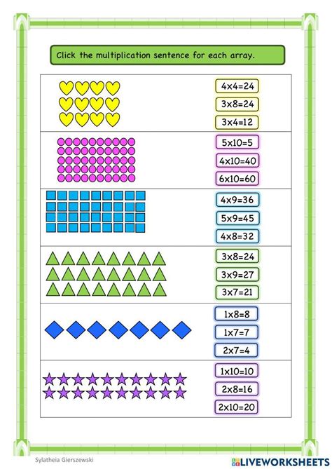 Multiplication Arrays Interactive Worksheet Live 56 Off