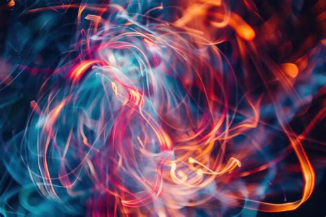 Abstract Light Trails In Vibrant Red Orange And Blue Premium Ai