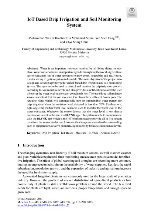 PDF IoT Based Drip Irrigation And Soil Monitoring System
