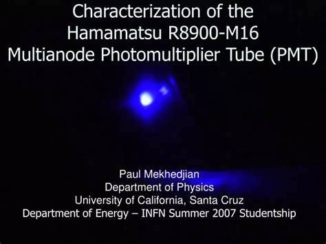 ppt characterization of the hamamatsu r8900 m16 multianode photomultiplier tube pmt