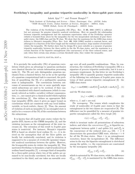 Pdf Svetlichnys Inequality And Genuine Tripartite Nonlocality In Three Qubit Pure States