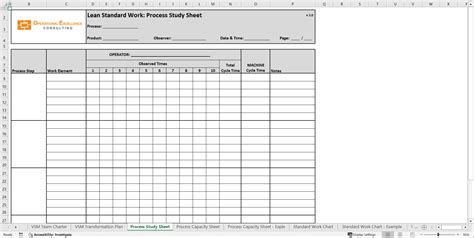 Value Stream Mapping Excel Template