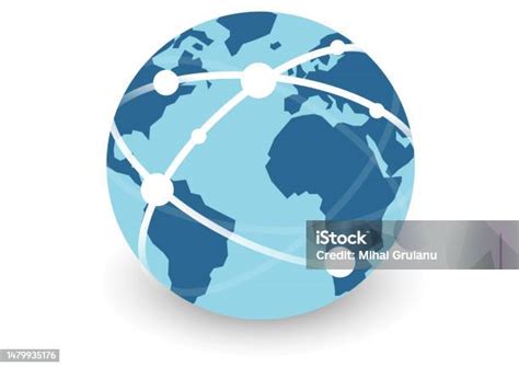 글로벌 네트워크 연결의 상징성 주위에 선이 있는 아이소메트릭 지구 3차원 형태에 대한 스톡 벡터 아트 및 기타 이미지 3차원 형태 개념 개념과 주제 Istock