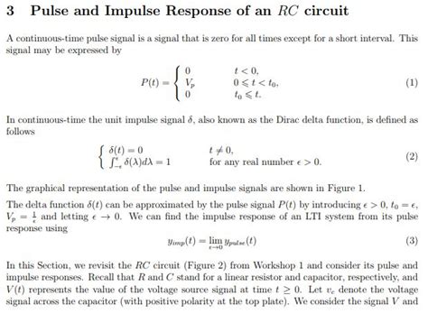 Solved Pulse And Impulse Response Of An RC Circuit A Chegg Com