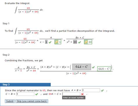 Solved Evaluate The Integral 65 X 1 X 2 64 Dx To Find