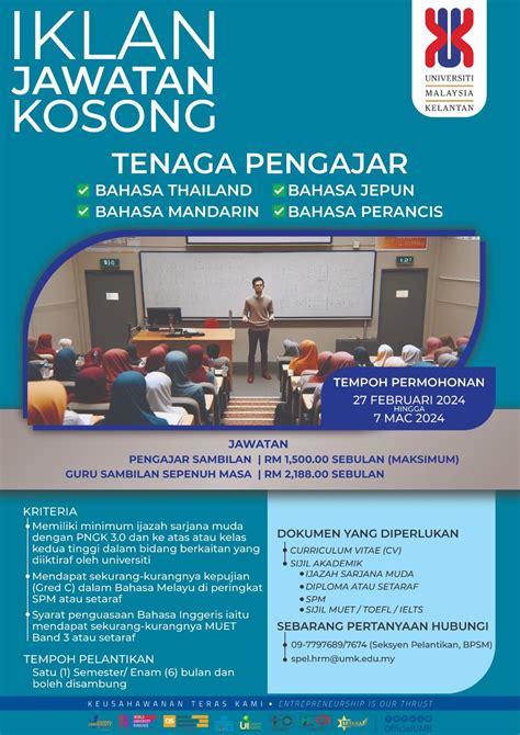Iklan Terkini Jawatan Kosong Universiti Malaysia Kelantan Umk