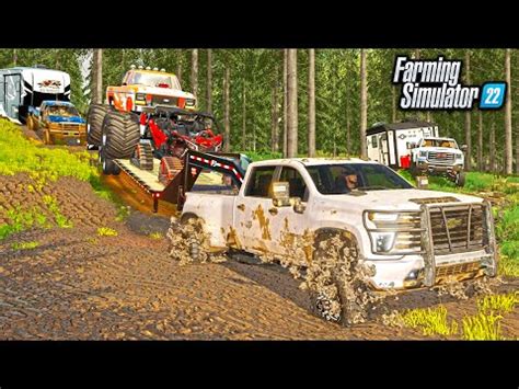 LIFTED TRUCKS GO MUDDING DEEP MUD TRAIL FARMING SIMULATOR Tidyhosts Videos