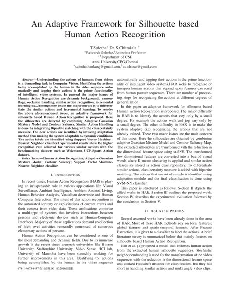 Pdf An Adaptive Framework For Silhouette Based Human Action Recognition