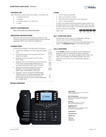 Wildix VOIF Phone Workforce End User Guide Manualzz