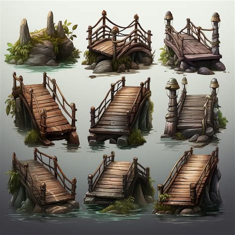 Premium Photo Wooden Bridge Game Assets