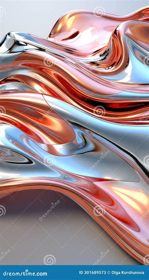 Abstract Fluid Metallic Reflection In Vibrant Colors Generativeai Stock Image Image Of