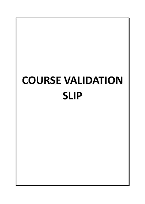 Course Validation Slip Sem 5 Track And Field Course Validation Slip