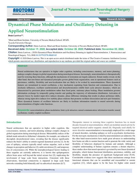 Pdf Dynamical Phase Modulation And Oscillatory Detuning In Applied Neurostimulation